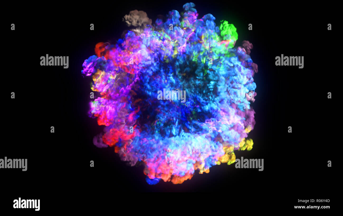 3D rendering of explosion, smoke, shock wave and divergent waves ...