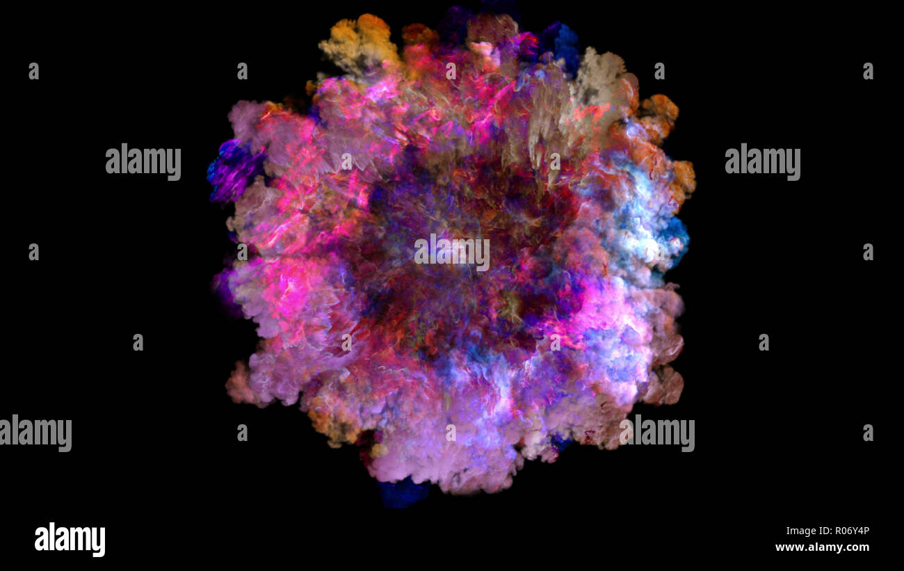 3D rendering of explosion, smoke, shock wave and divergent waves ...