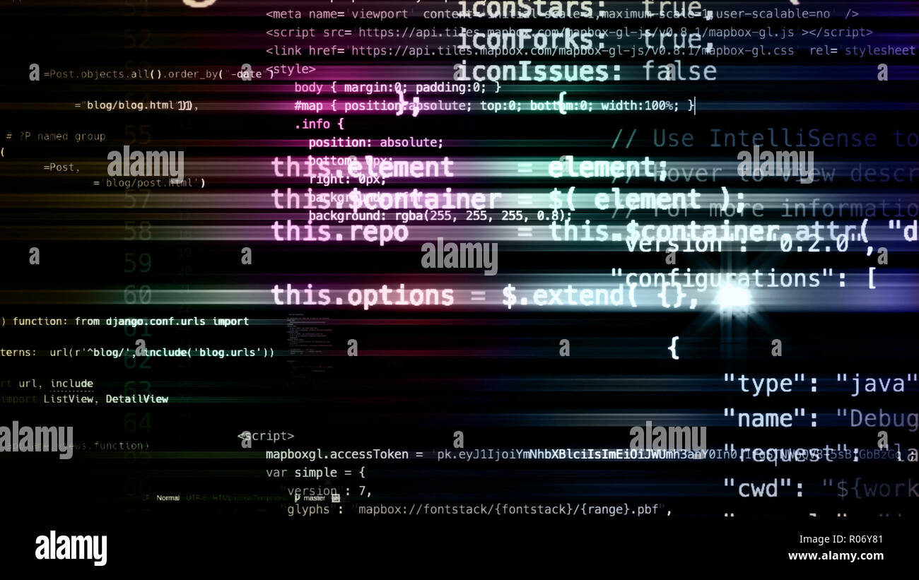 3D rendering abstract blocks of code that are in the virtual space ...