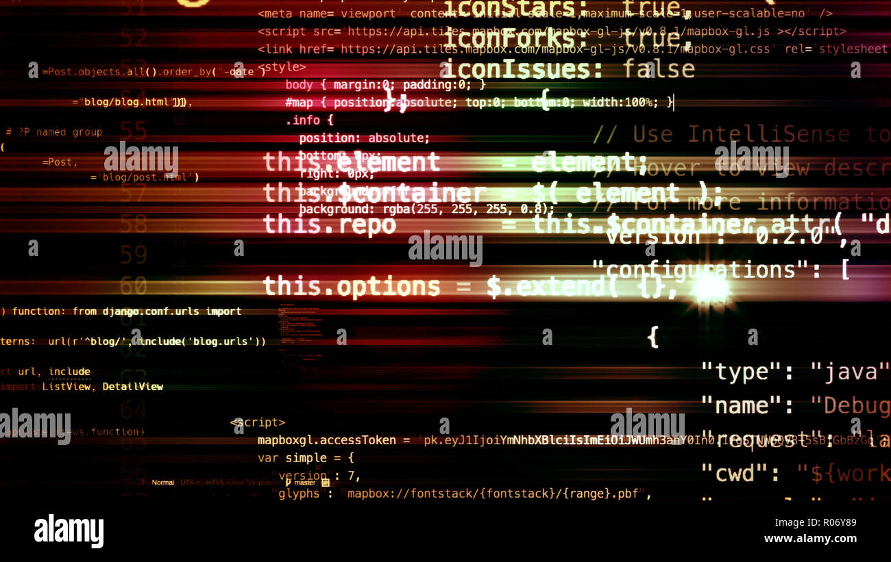 3D rendering abstract blocks of code that are in the virtual space ...