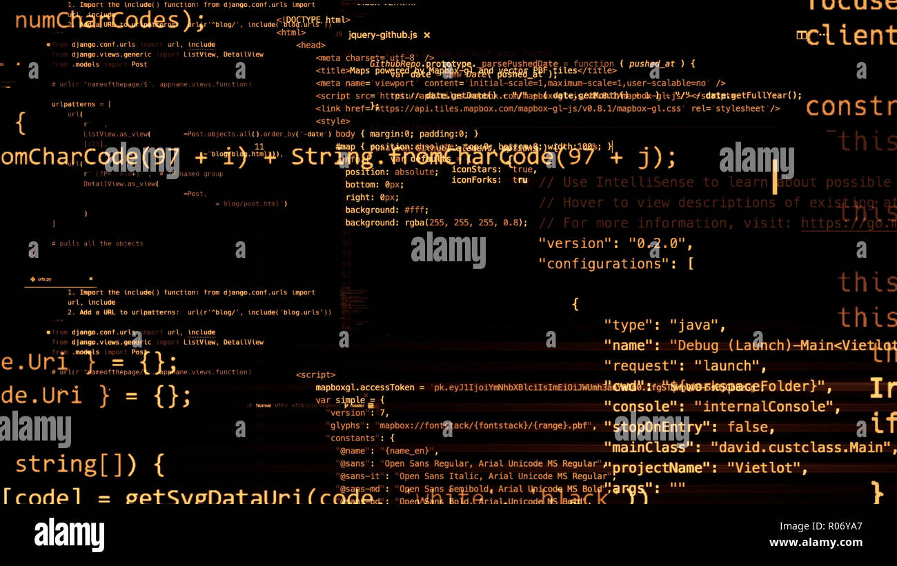 3D-rendering abstract blocks of code that are in the virtual space ...