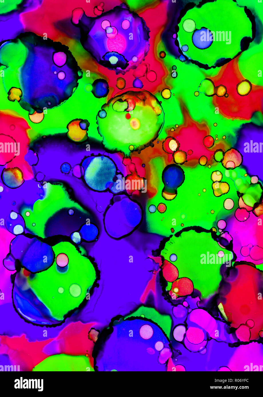 The mixed colourful ink brush design paper background Stock Photo - Alamy