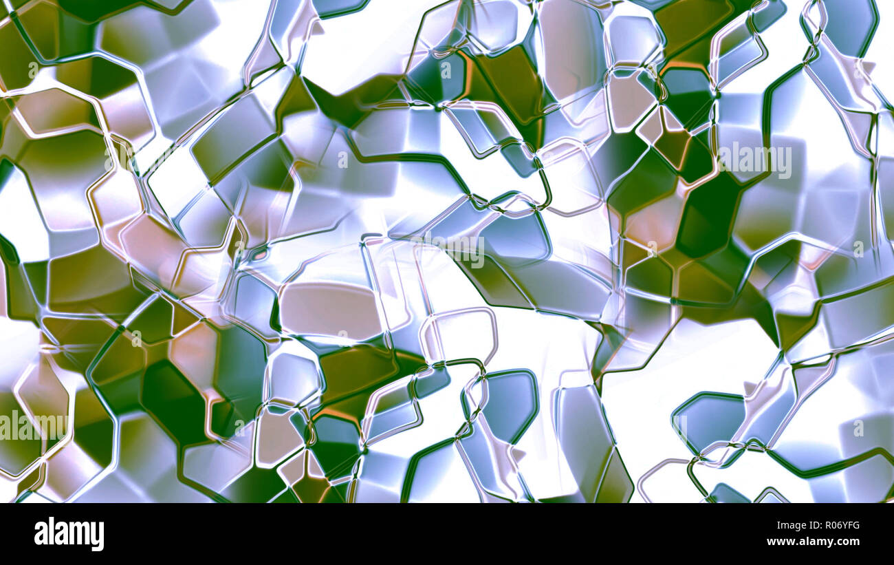 3D rendering of liquid metallic background showing refraction and ...