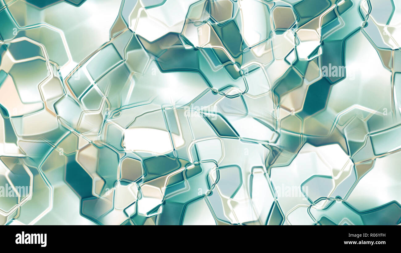 3D rendering of liquid metallic background showing refraction and ...