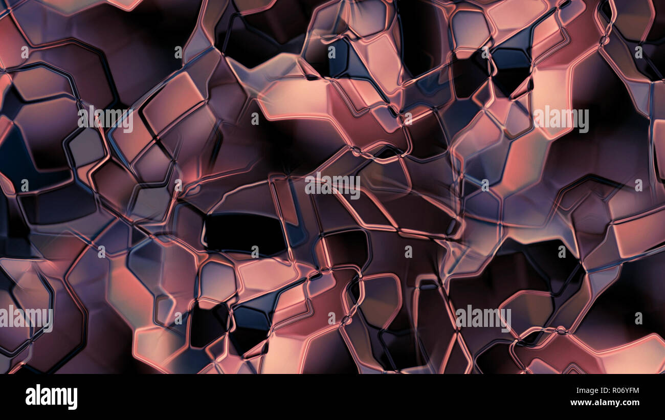 3D rendering of liquid metallic background showing refraction and ...