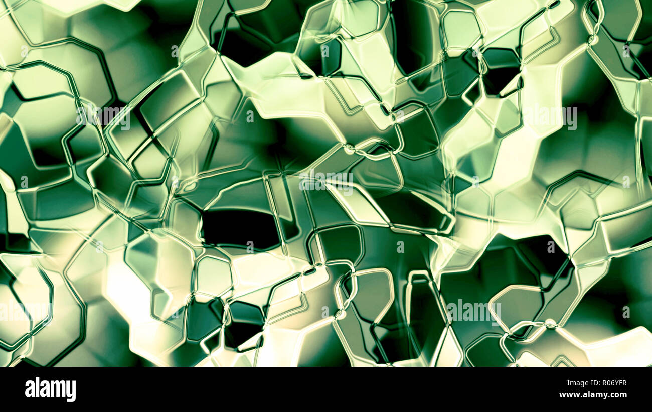 3D rendering of liquid metallic background showing refraction and ...