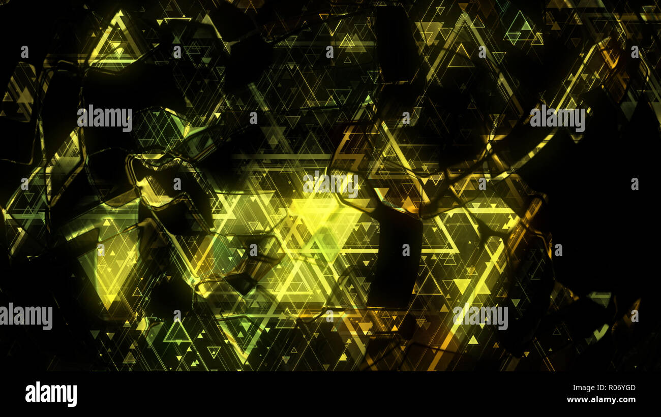 3D rendering of abstract geometric background. Colorful luminous ...