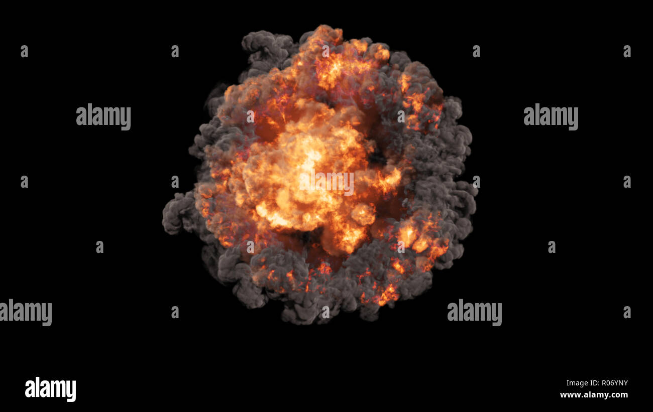 3D rendering of bright colorful explosions, shock waves and smoke clubs ...