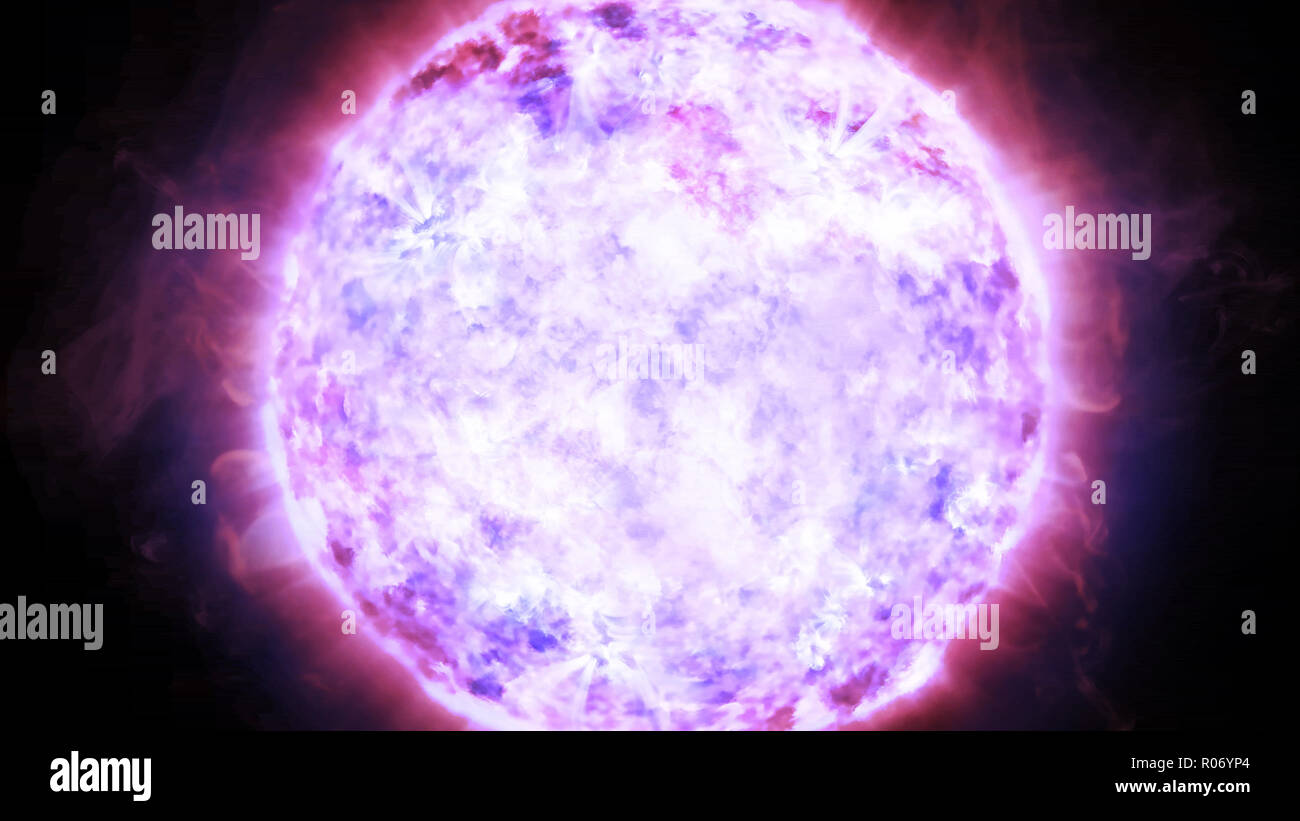 3D rendering of the evolution of stars. The surface of a massive ...