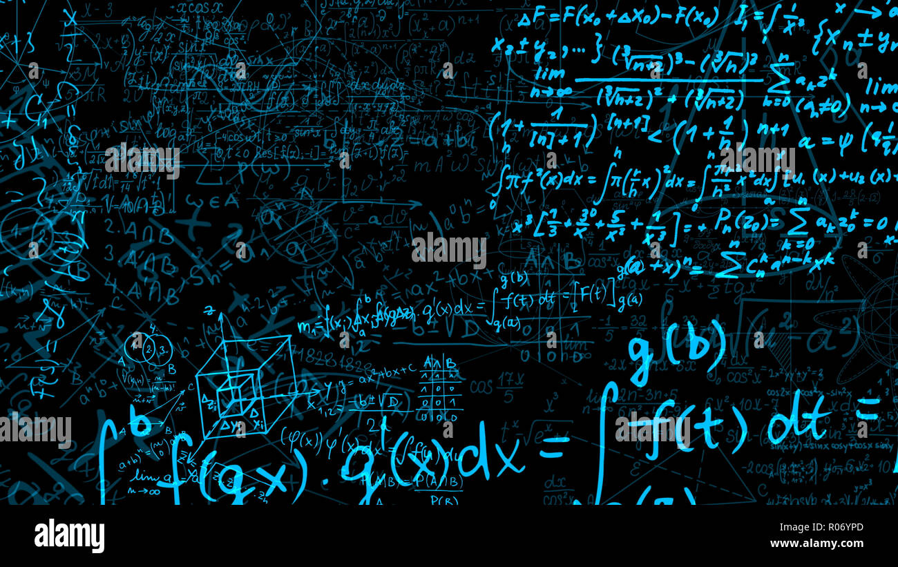 3D rendering abstract blocks of mathematical formulas that are in the ...