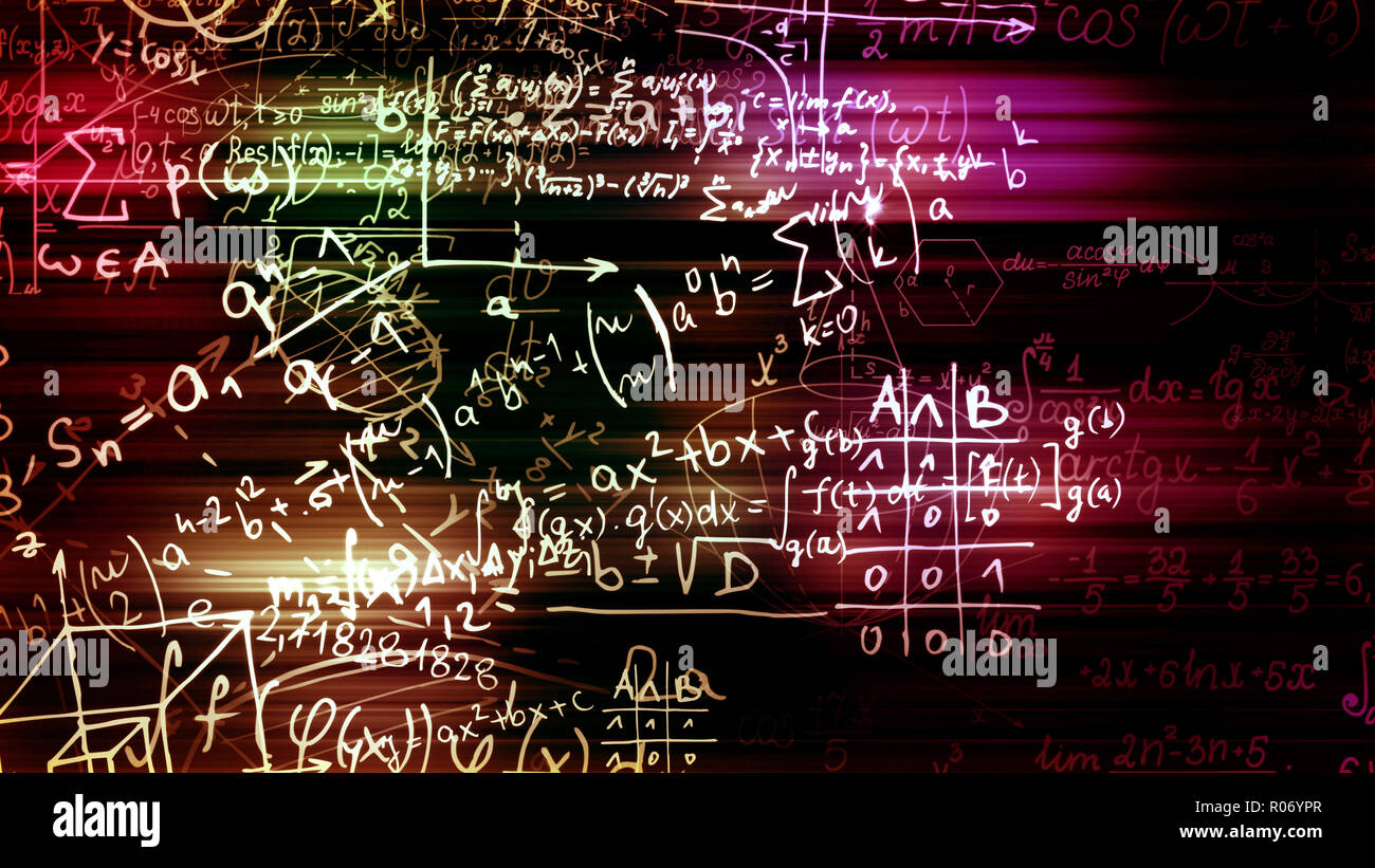 3D rendering abstract blocks of mathematical formulas that are in the ...