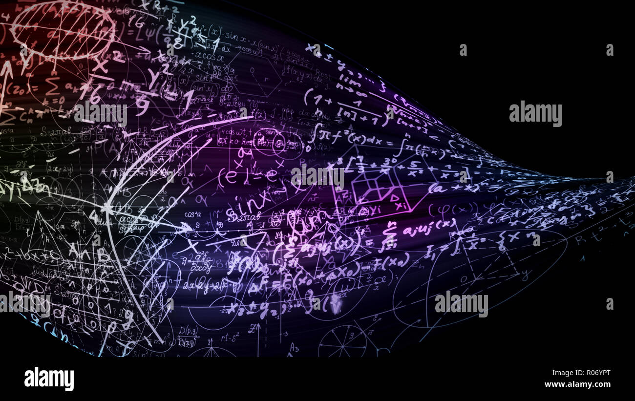 3D rendering abstract mathematical formulas in the virtual space ...