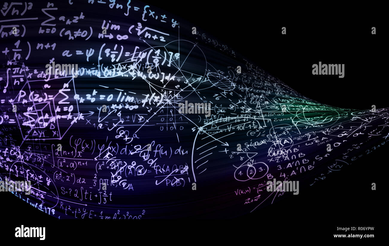 3D rendering abstract mathematical formulas in the virtual space ...