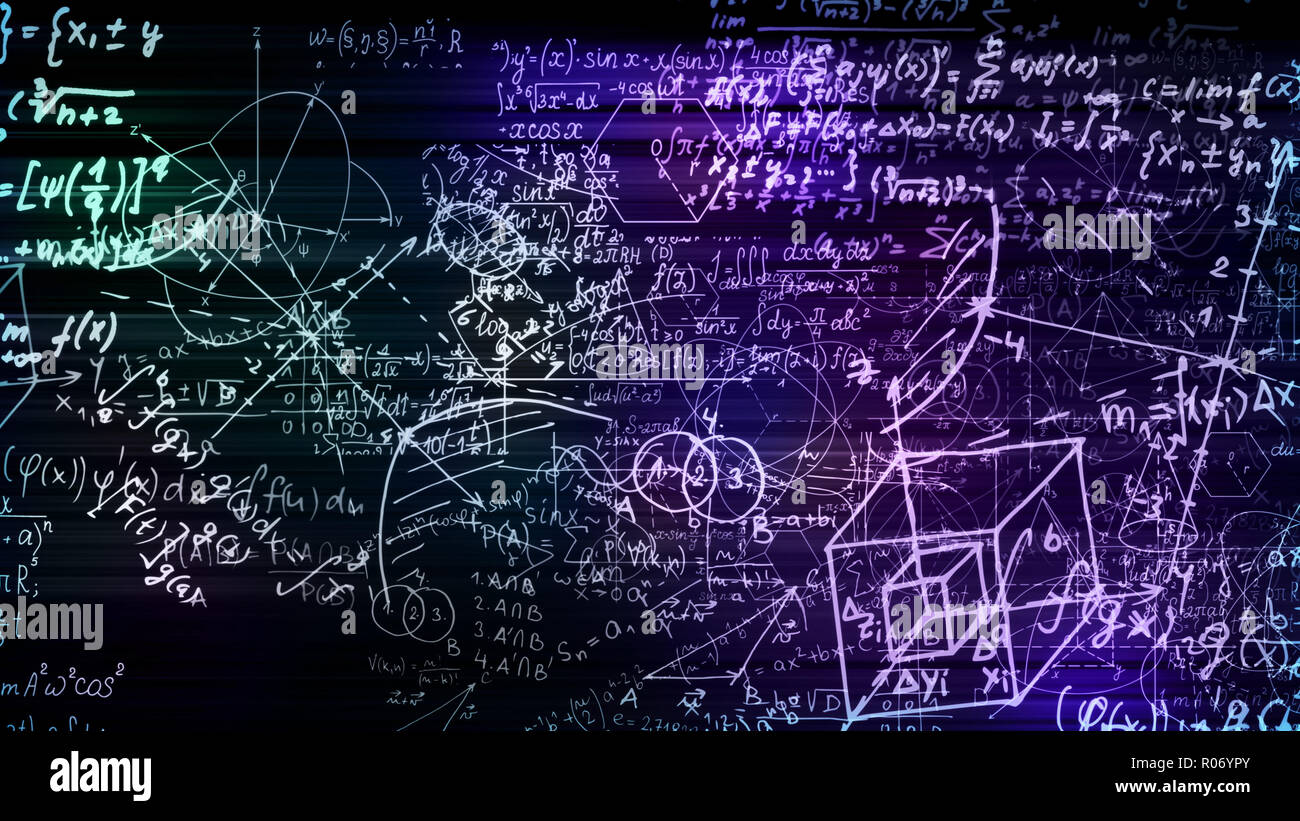 3D rendering abstract blocks of mathematical formulas that are in the ...