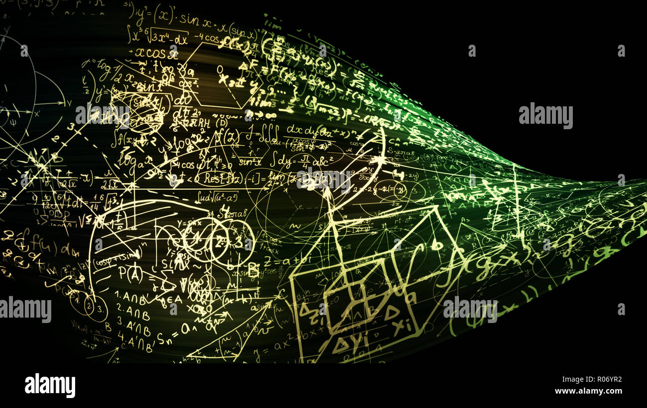 3D rendering abstract mathematical formulas in the virtual space ...