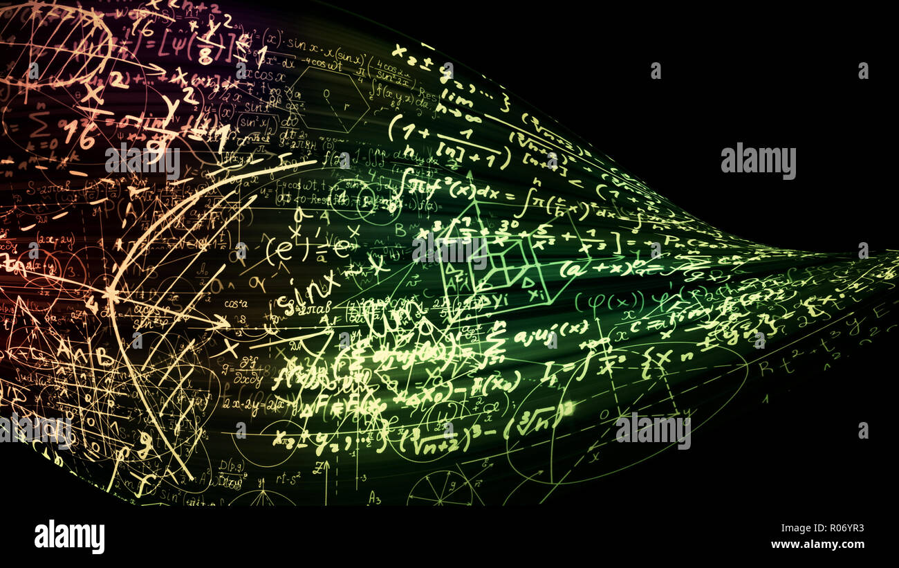 3D rendering abstract mathematical formulas in the virtual space ...