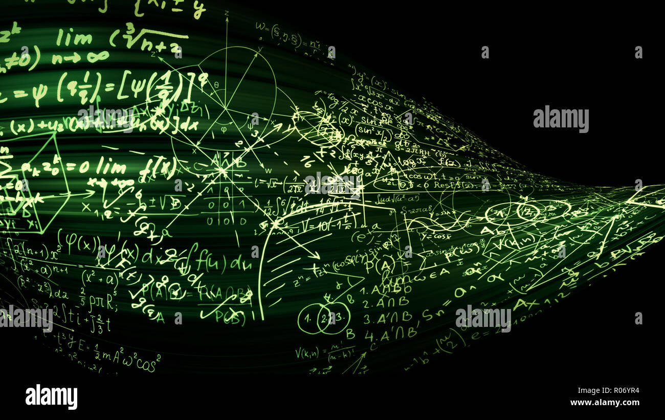 3D rendering abstract mathematical formulas in the virtual space ...