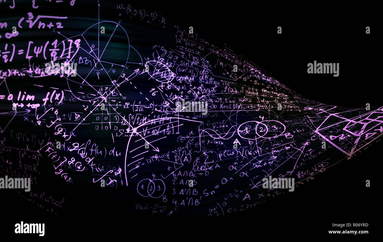 3D rendering abstract mathematical formulas in the virtual space ...