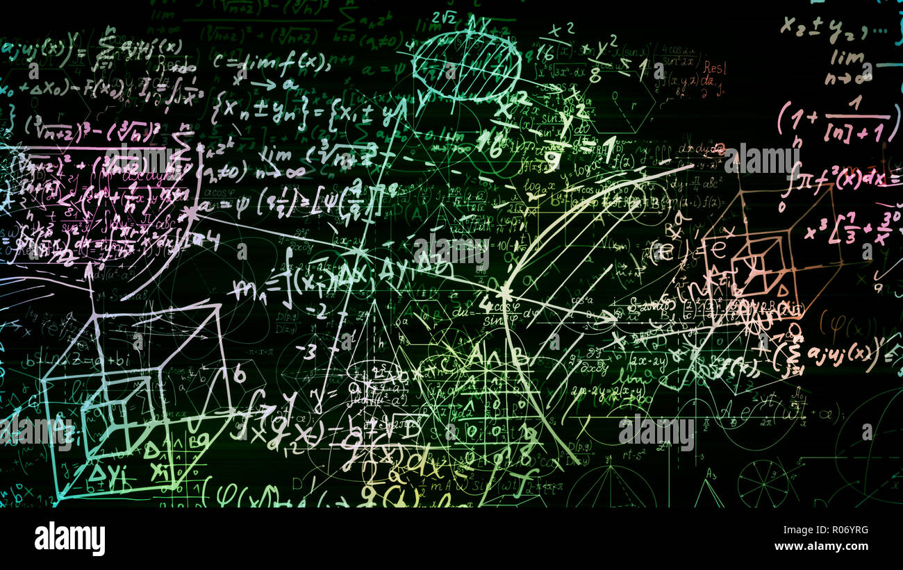 3D rendering abstract blocks of mathematical formulas that are in the ...