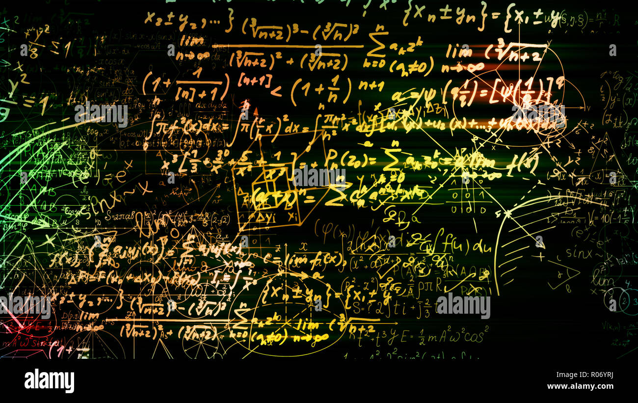 3D rendering abstract blocks of mathematical formulas that are in the ...