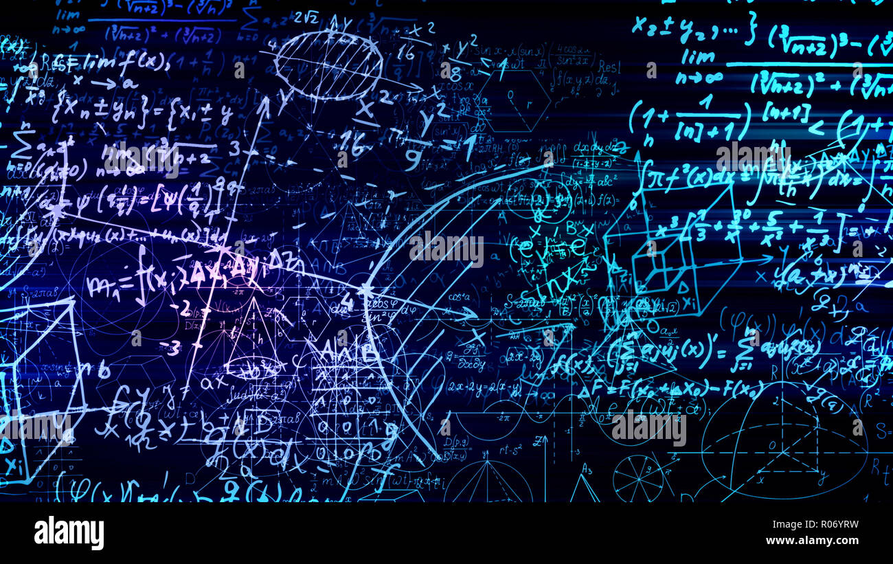3D rendering abstract blocks of mathematical formulas that are in the ...