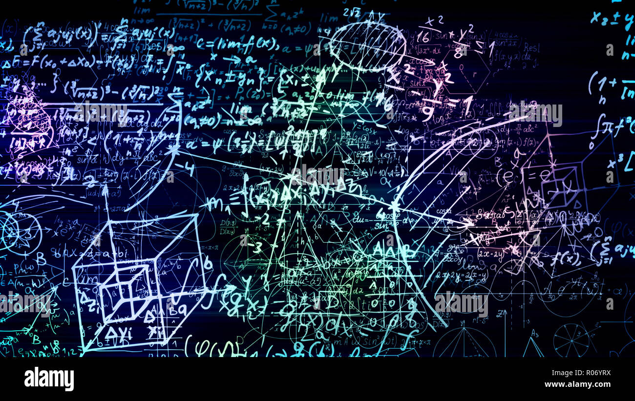 3D rendering abstract blocks of mathematical formulas that are in the ...