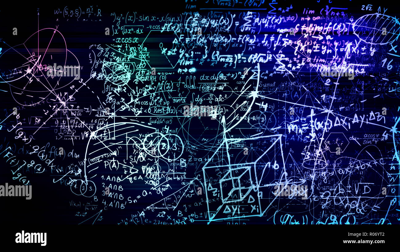 3D rendering abstract blocks of mathematical formulas that are in the ...
