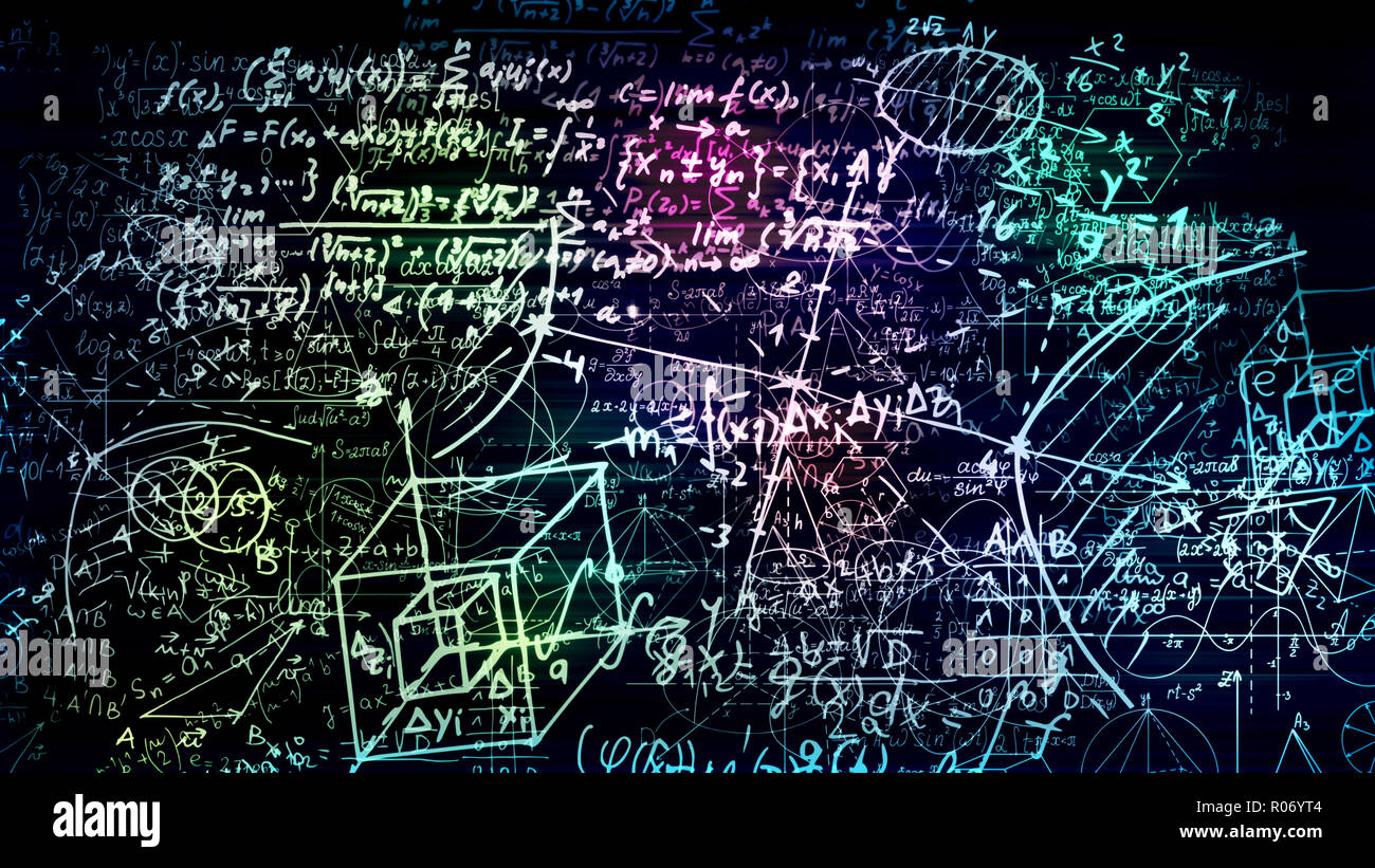 3D rendering abstract blocks of mathematical formulas that are in the ...
