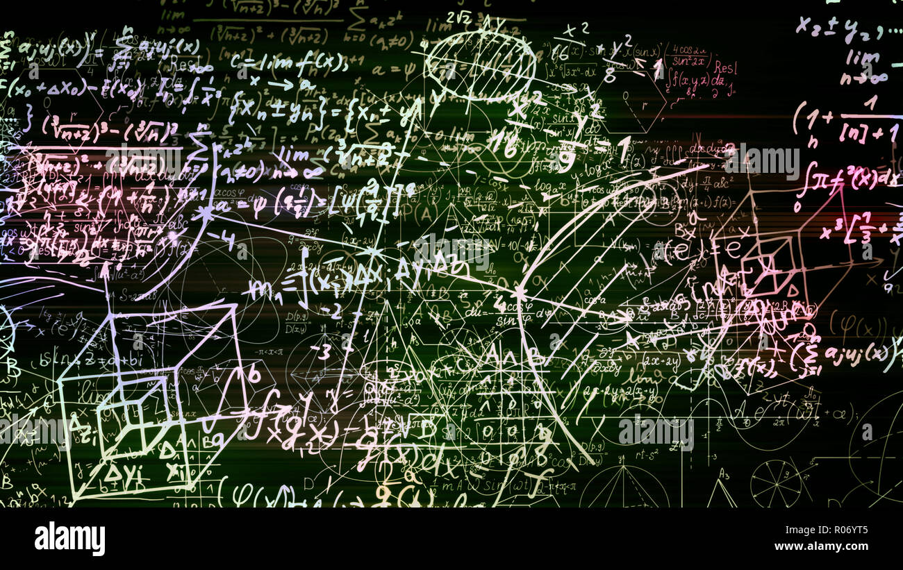 3D rendering abstract blocks of mathematical formulas that are in the ...