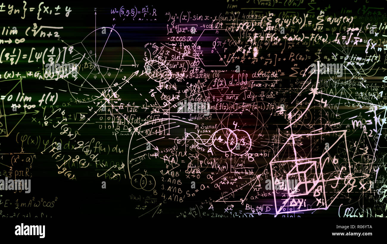 3D rendering abstract blocks of mathematical formulas that are in the ...