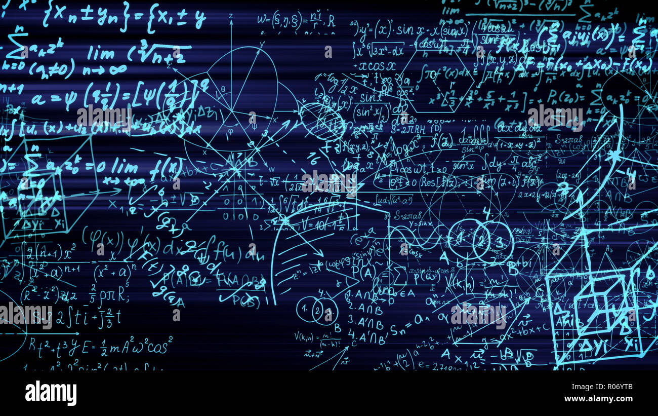 3D rendering abstract blocks of mathematical formulas that are in the ...