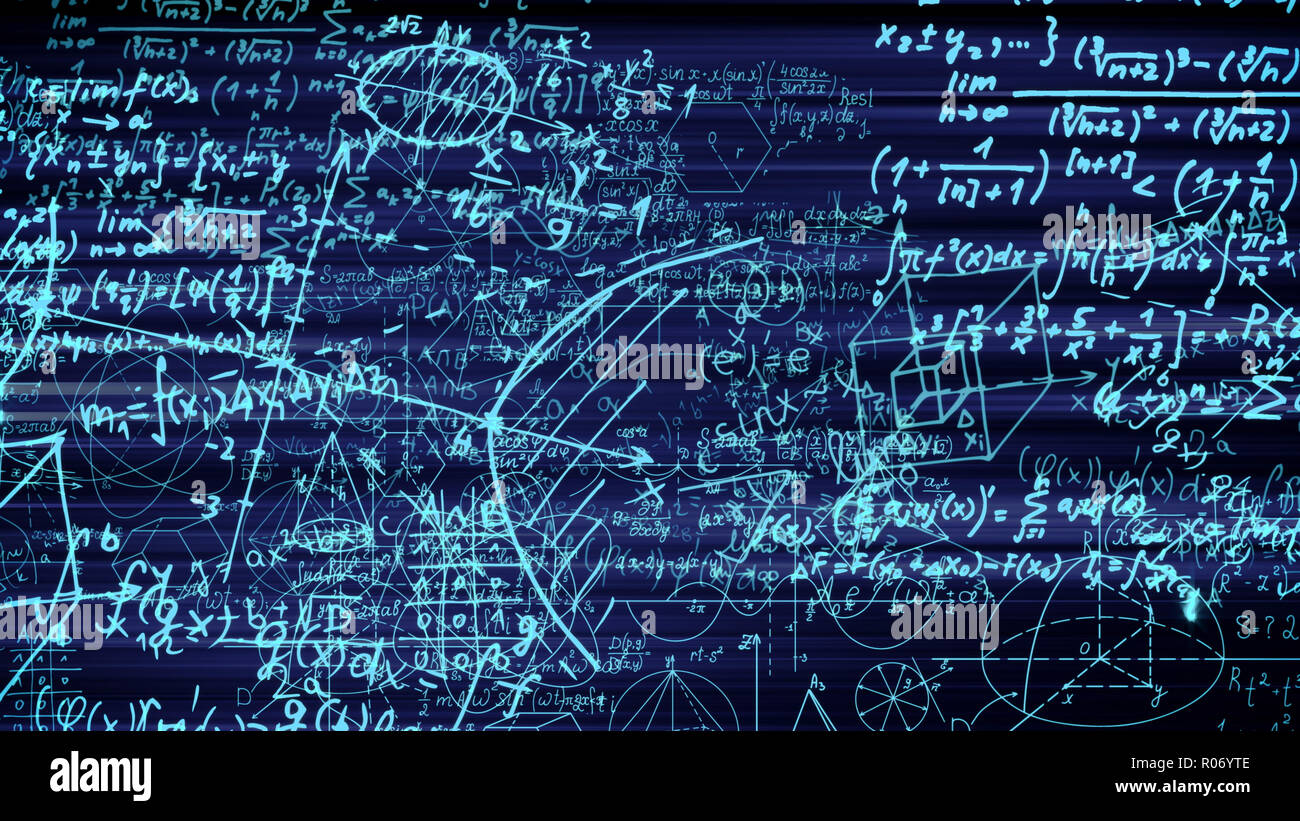 3D rendering abstract blocks of mathematical formulas that are in the ...