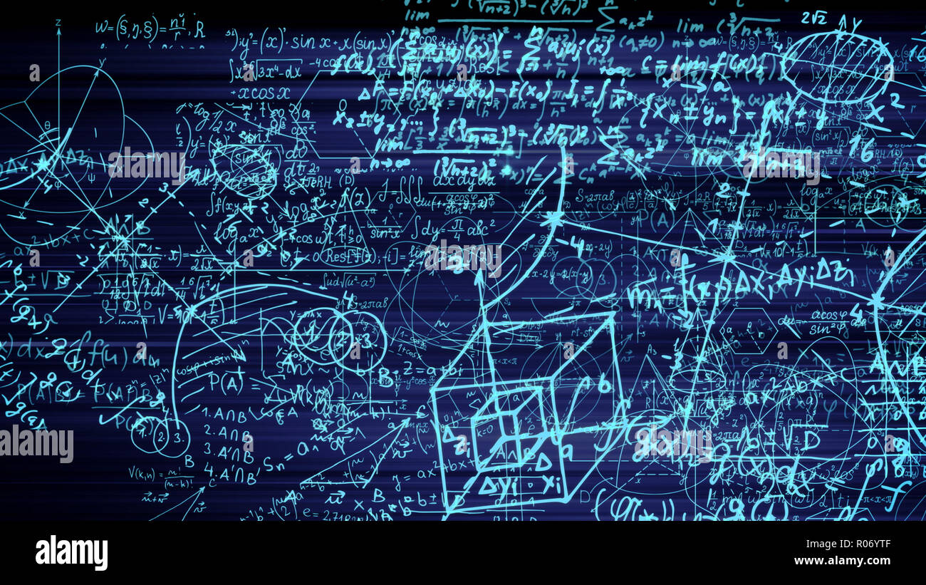 3D rendering abstract blocks of mathematical formulas that are in the ...