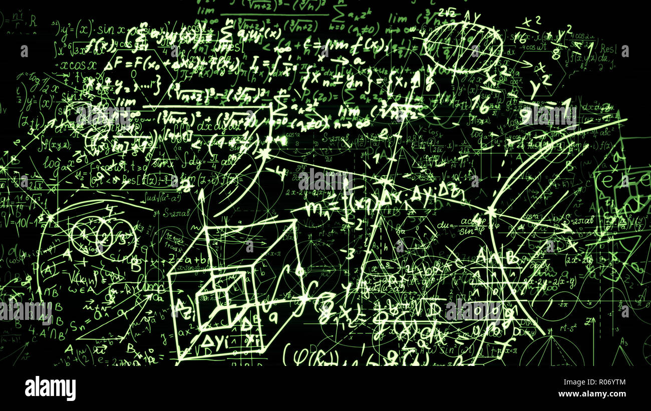 3D rendering abstract blocks of mathematical formulas that are in the ...