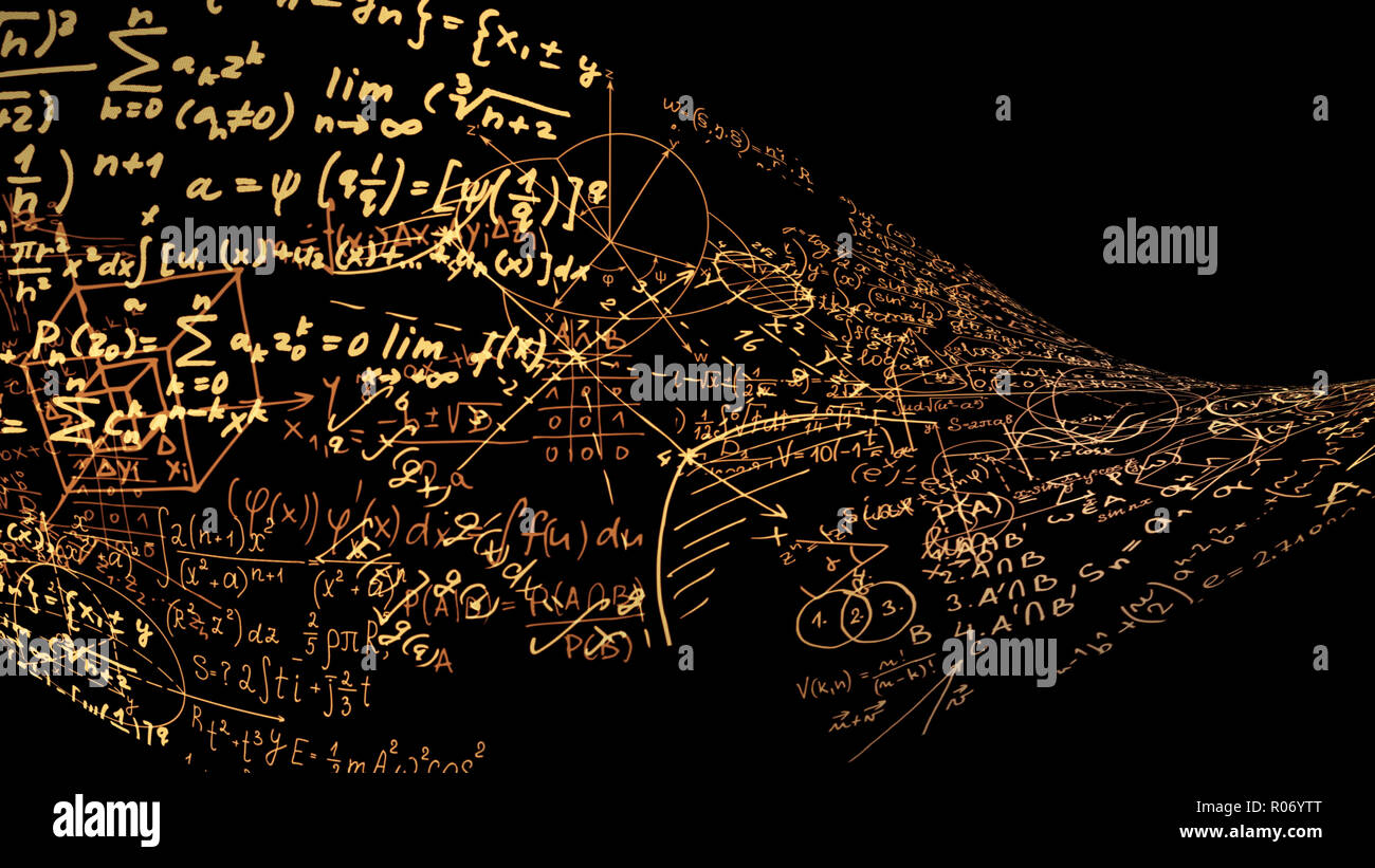 3D rendering abstract mathematical formulas in the virtual space ...