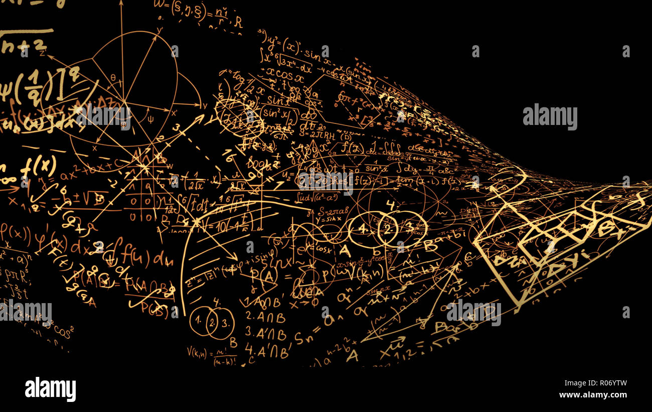 3D rendering abstract mathematical formulas in the virtual space ...