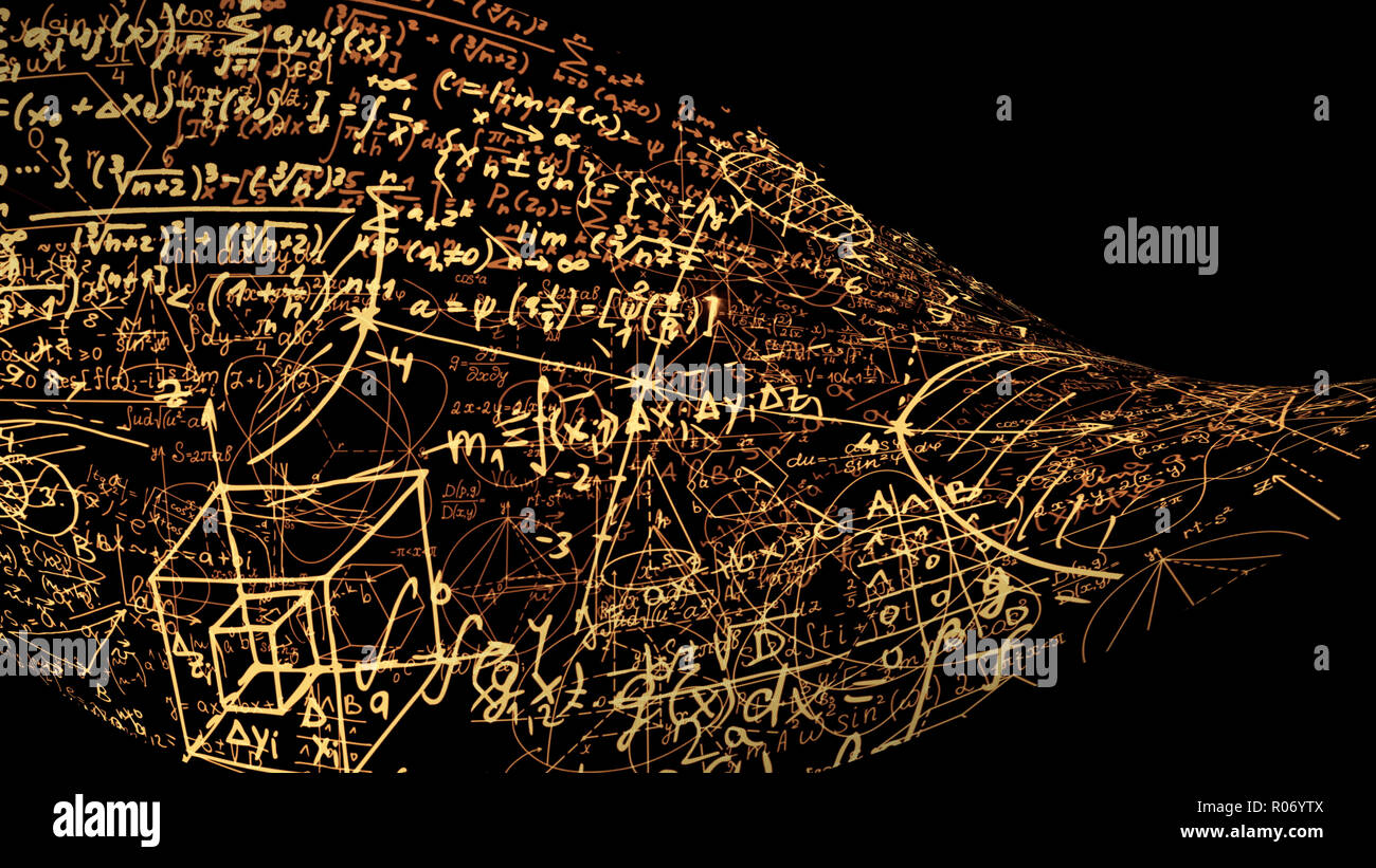 3D rendering abstract mathematical formulas in the virtual space ...