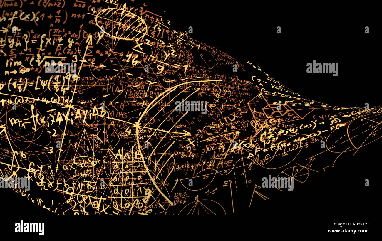 3D rendering abstract mathematical formulas in the virtual space ...