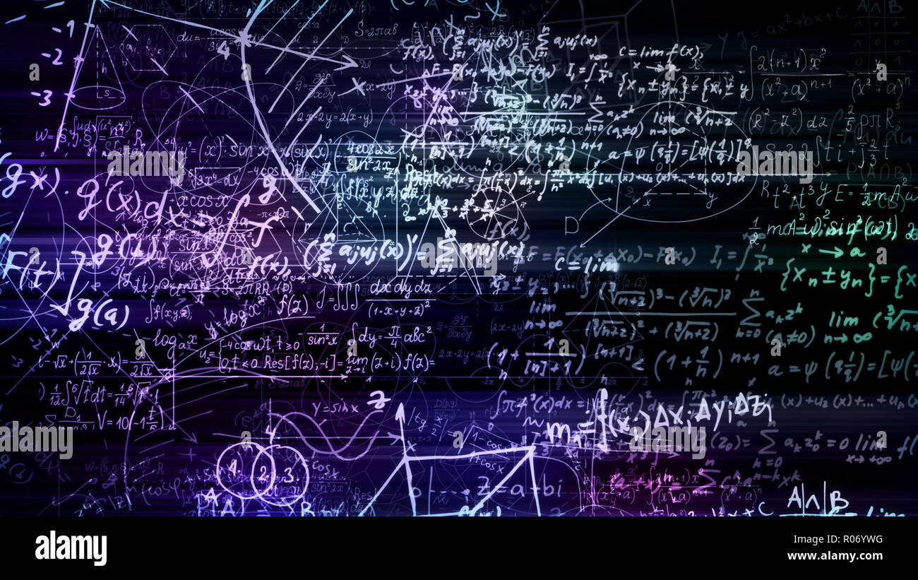 3D rendering abstract blocks of mathematical formulas that are in the ...