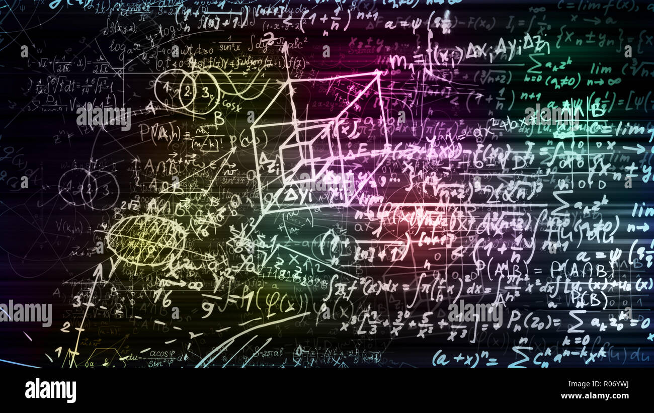 3D rendering abstract blocks of mathematical formulas that are in the ...