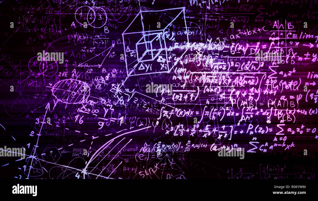 3D rendering abstract blocks of mathematical formulas that are in the ...