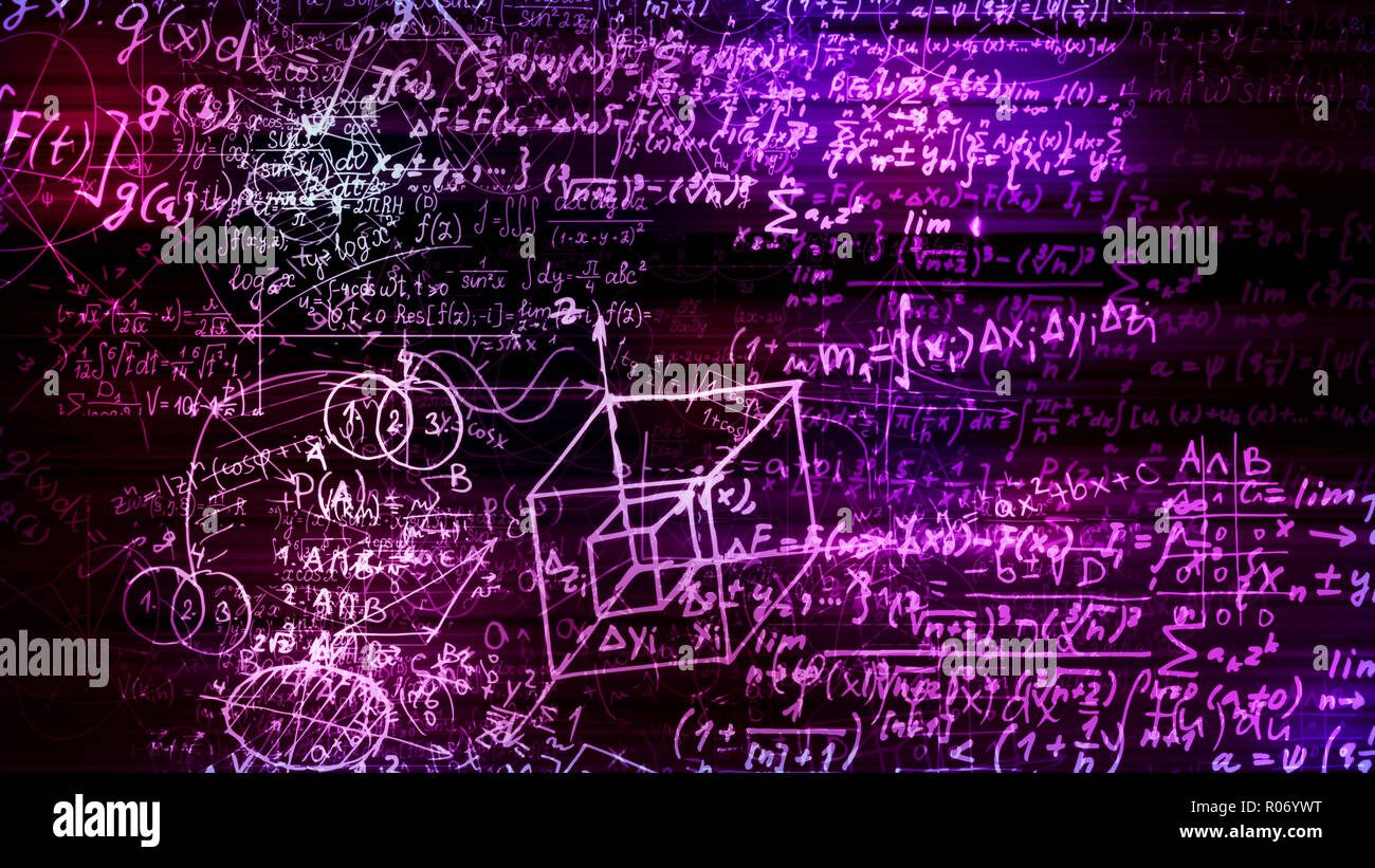 3D rendering abstract blocks of mathematical formulas that are in the ...