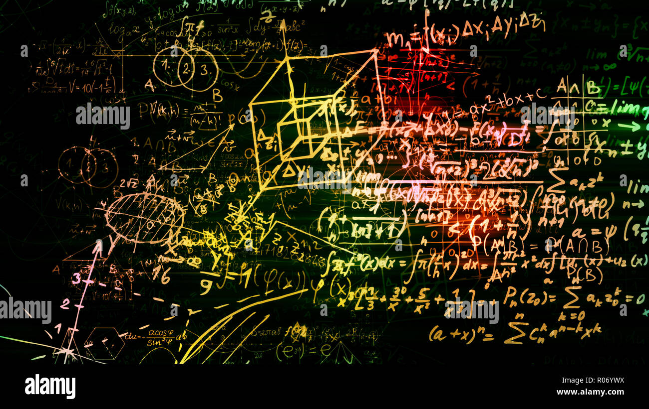 3D rendering abstract blocks of mathematical formulas that are in the ...