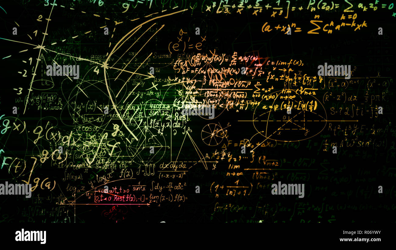 3D rendering abstract blocks of mathematical formulas that are in the ...