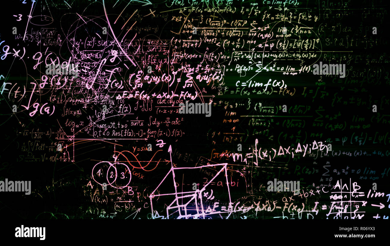3D rendering abstract blocks of mathematical formulas that are in the ...