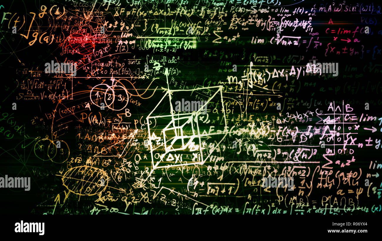 3D rendering abstract blocks of mathematical formulas that are in the ...