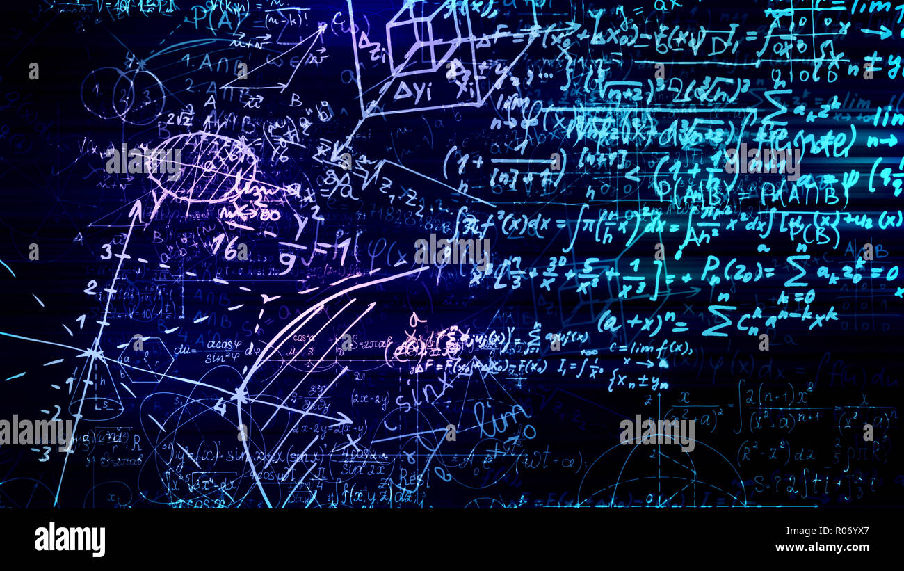 3D rendering abstract blocks of mathematical formulas that are in the ...