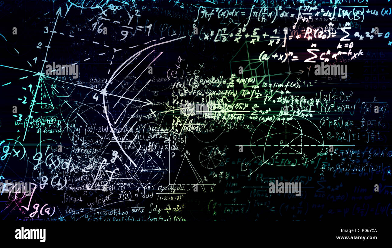 3D rendering abstract blocks of mathematical formulas that are in the ...