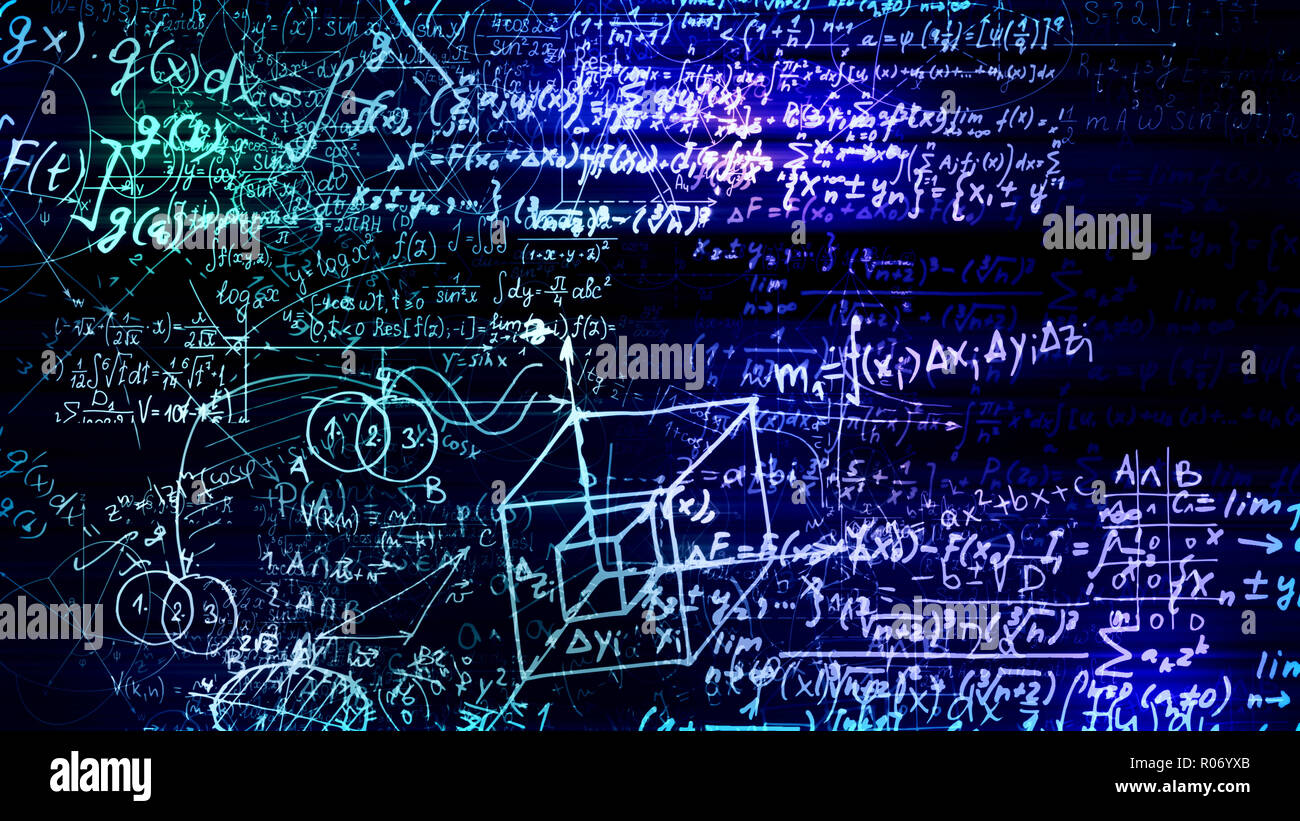 3D rendering abstract blocks of mathematical formulas that are in the ...
