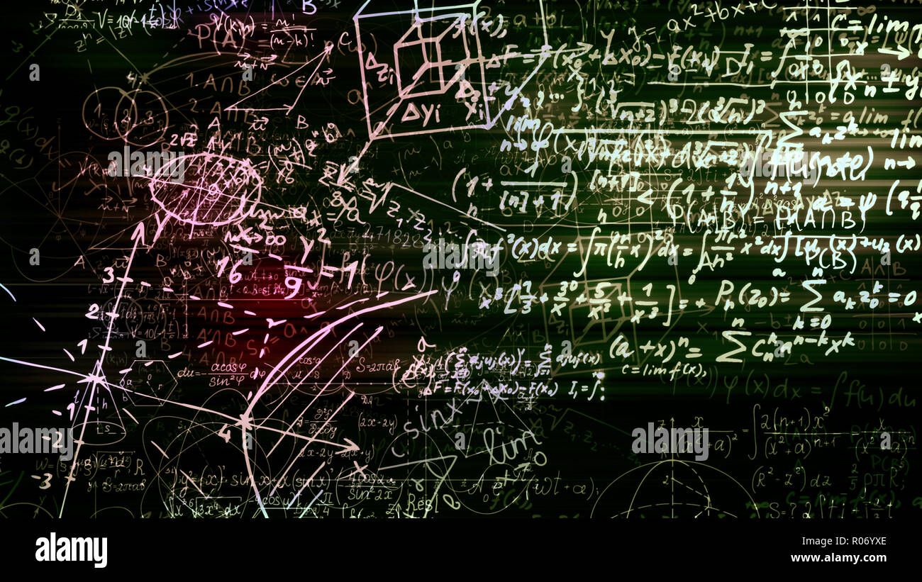 3D rendering abstract blocks of mathematical formulas that are in the ...